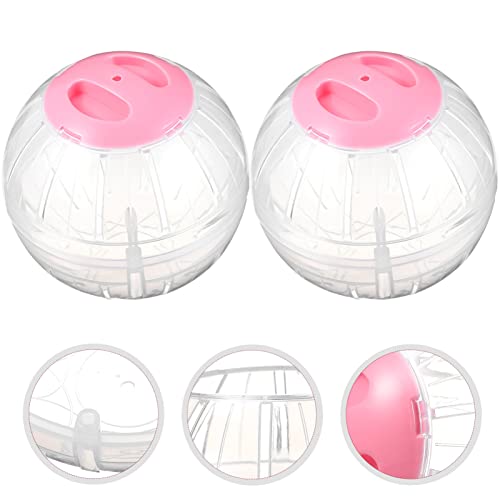 2PCS Hamster Toys Exercise Ball Transparent Hamster Ball Hamster Wheel for Dwarf Hamsters Small Pets Running to Increase Activity 5.7 Inch