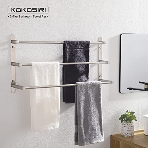 KOKOSIRI Bath Towel Bars Stainless Steel Bathroom 3-Tiers Ladder Towel Rack Wall Mount Towels Shelves, Brushed Nickel, B5002BR