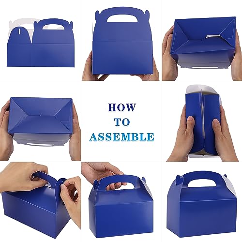 36 Pack Treat Boxes Gable Boxes Party Favor Boxes Paper Gift Boxes for Baby Shower, Birthday, Wedding Party 6.18 x 3.58 x 3.38 Inches (Navy Blue)