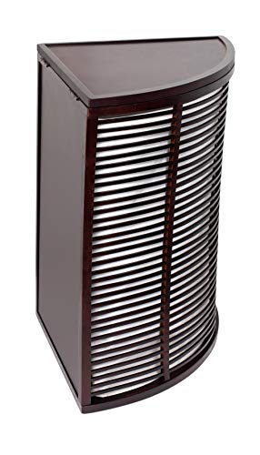 BirdRock Home Compact Corner Laundry Hamper with Lid and Removable Liner - Small - Brown Bamboo - Easily Transport Laundry - Baby Dirty Clothes Bin Sorter Basket - Cut Out Handles