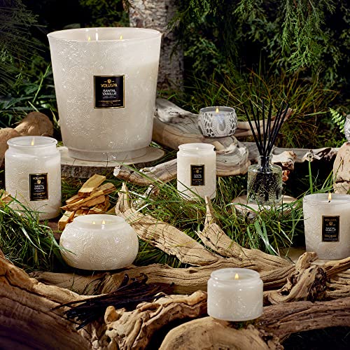 Voluspa Santal Vanille Candle | 3 Wick Tin | 12 Oz. | 40 Hour Burn Time | Vegan | All Natural Wicks and Coconut Wax for Clean Burning