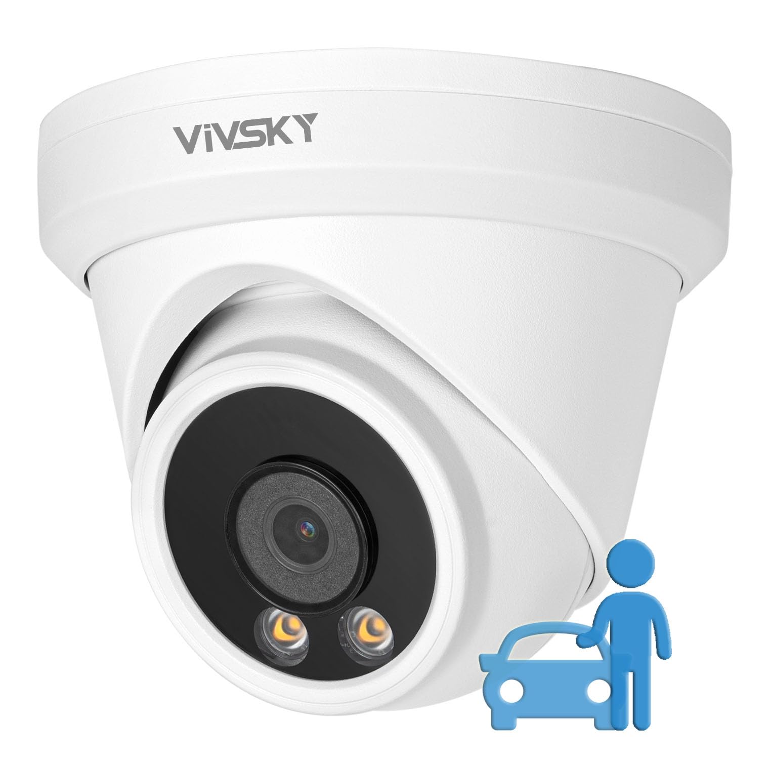 6MP PoE Outdoor IP Camera, 2.8mm Lens, Dome EXIR Turret Security Network Surveillance Camera, Up to 98ft/30m Night Vision, H.265, IP67