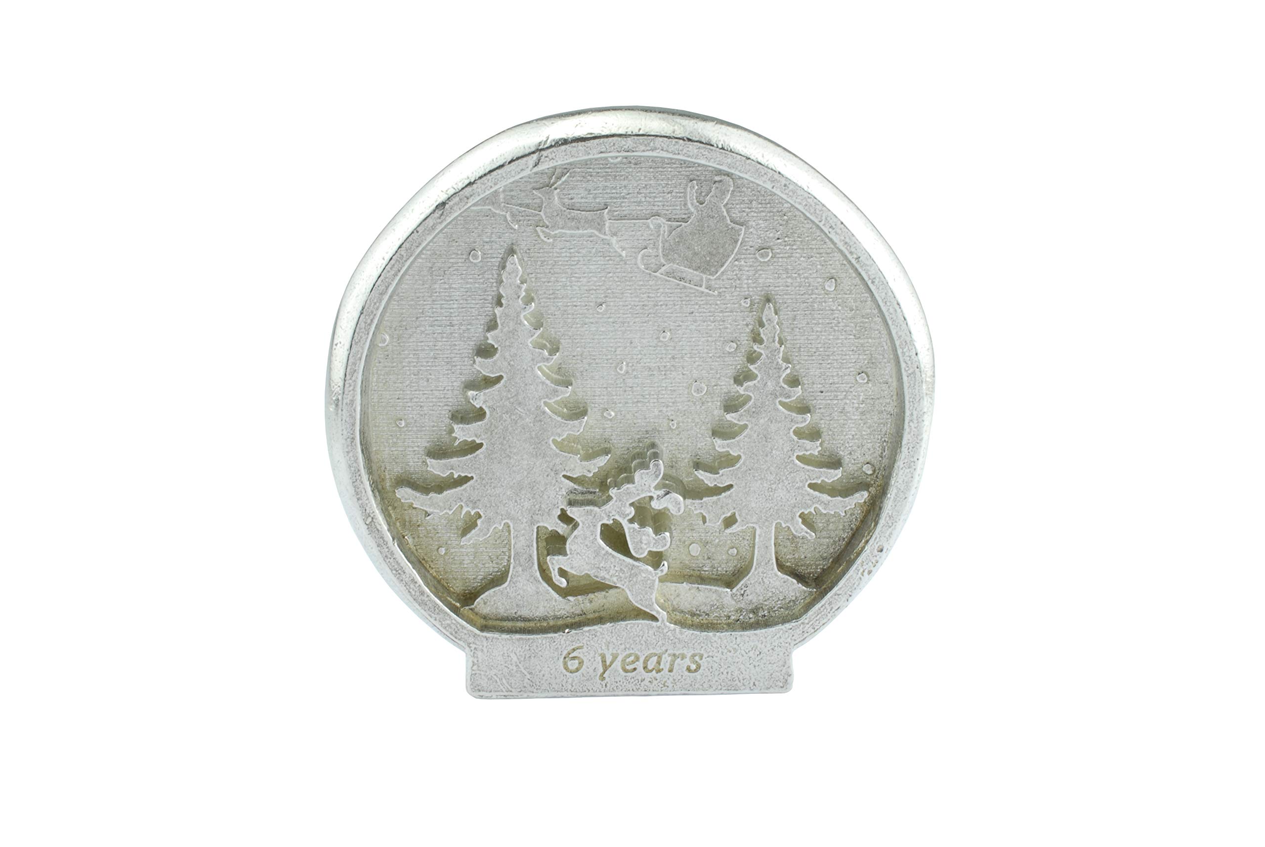 6 Year Anniversary Reindeer Scene Snowglobe Style Metal Ornament Gift