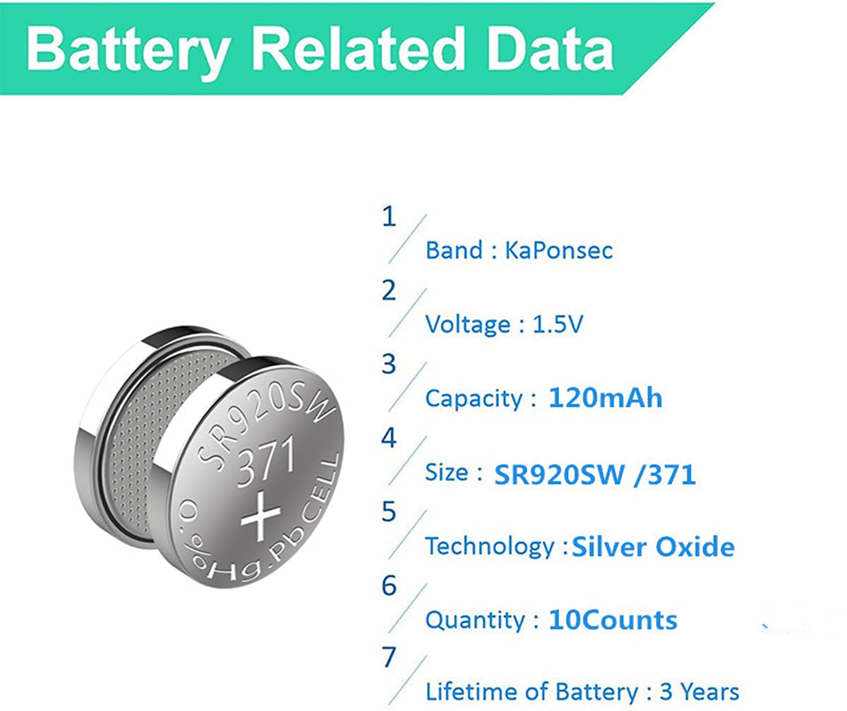 KaPonsec 10PCS 1.5V SR920SW 371 370 LR921 AG6 Silver Oxide Watch Battery