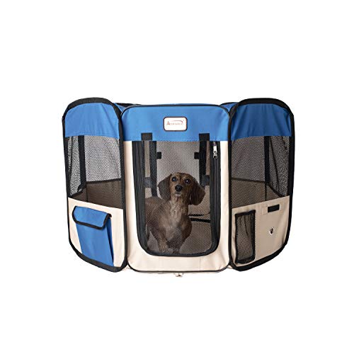 Armarkat PP001B Blue and Beige Portable Playpen