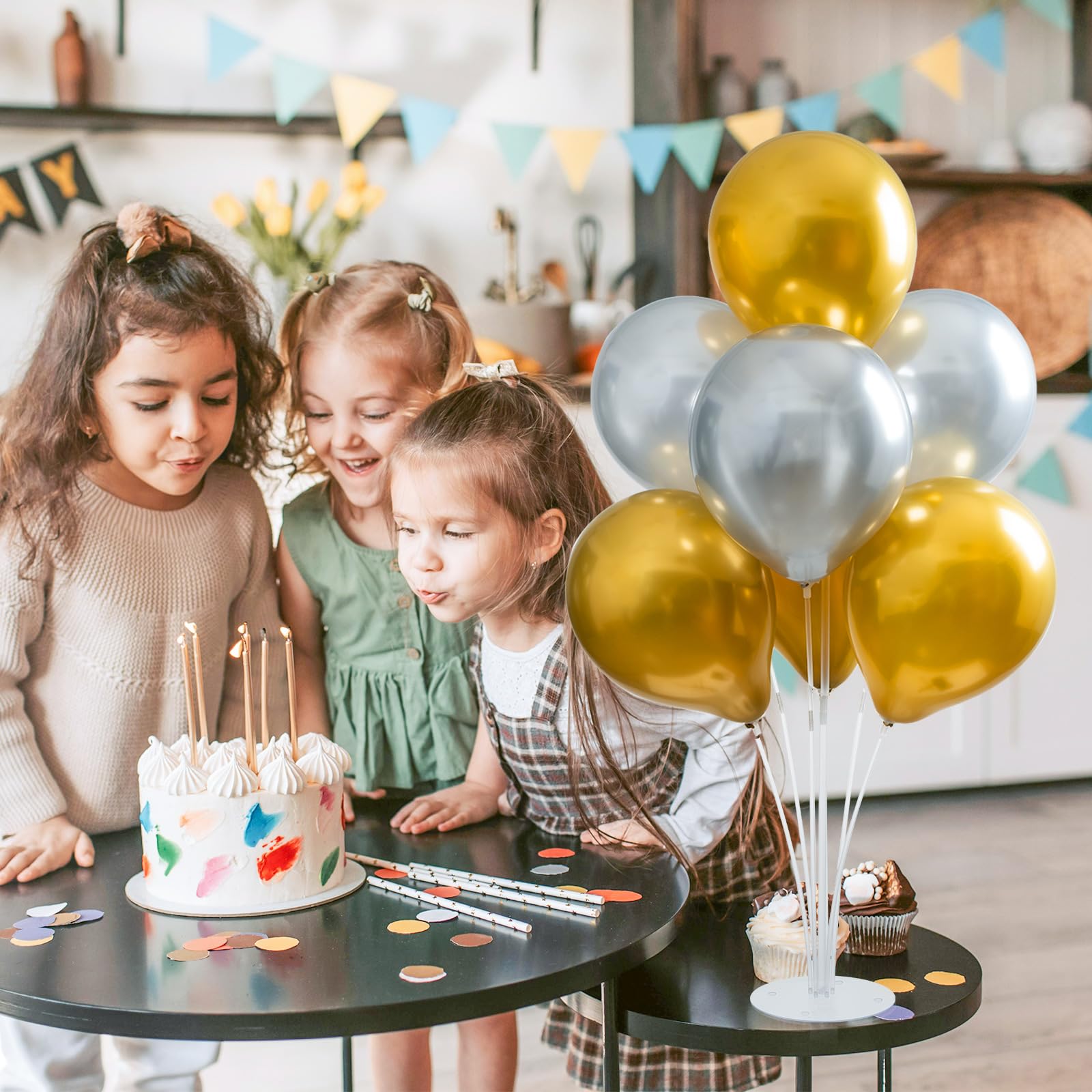 8 Sets Balloon Stand Kits, Balloon Sticks with Base for Table Birthday Wedding Anniversary Graduation Baby Shower Gender Reveal Party Decorations