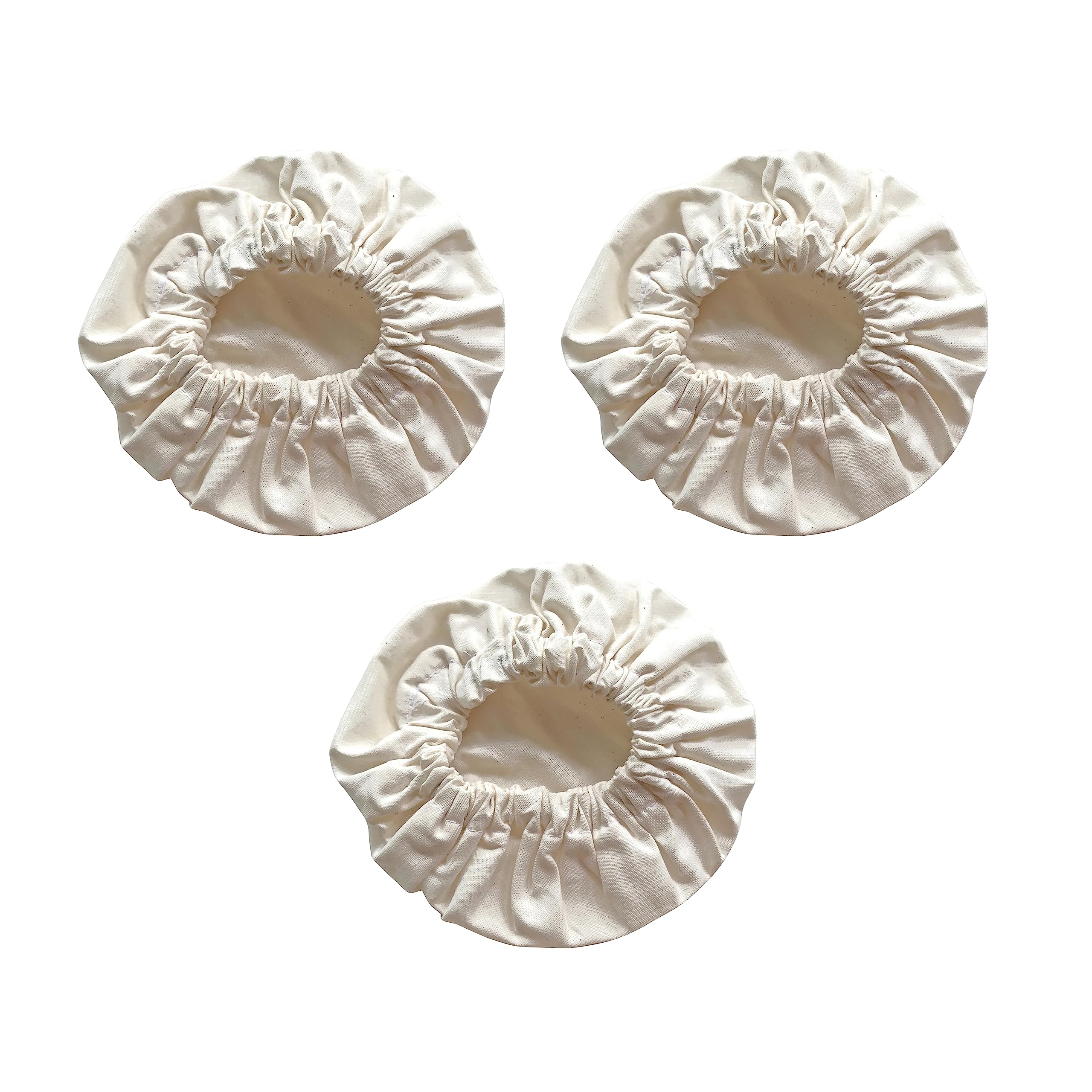 3- Pack Organic Jar Covers Unbleached Reusable 100% Cotton Elastic Kombucha Cloth Canning Lids - Ecofriendly (Fits Jar mouth ranging 2.5"- 4.5")