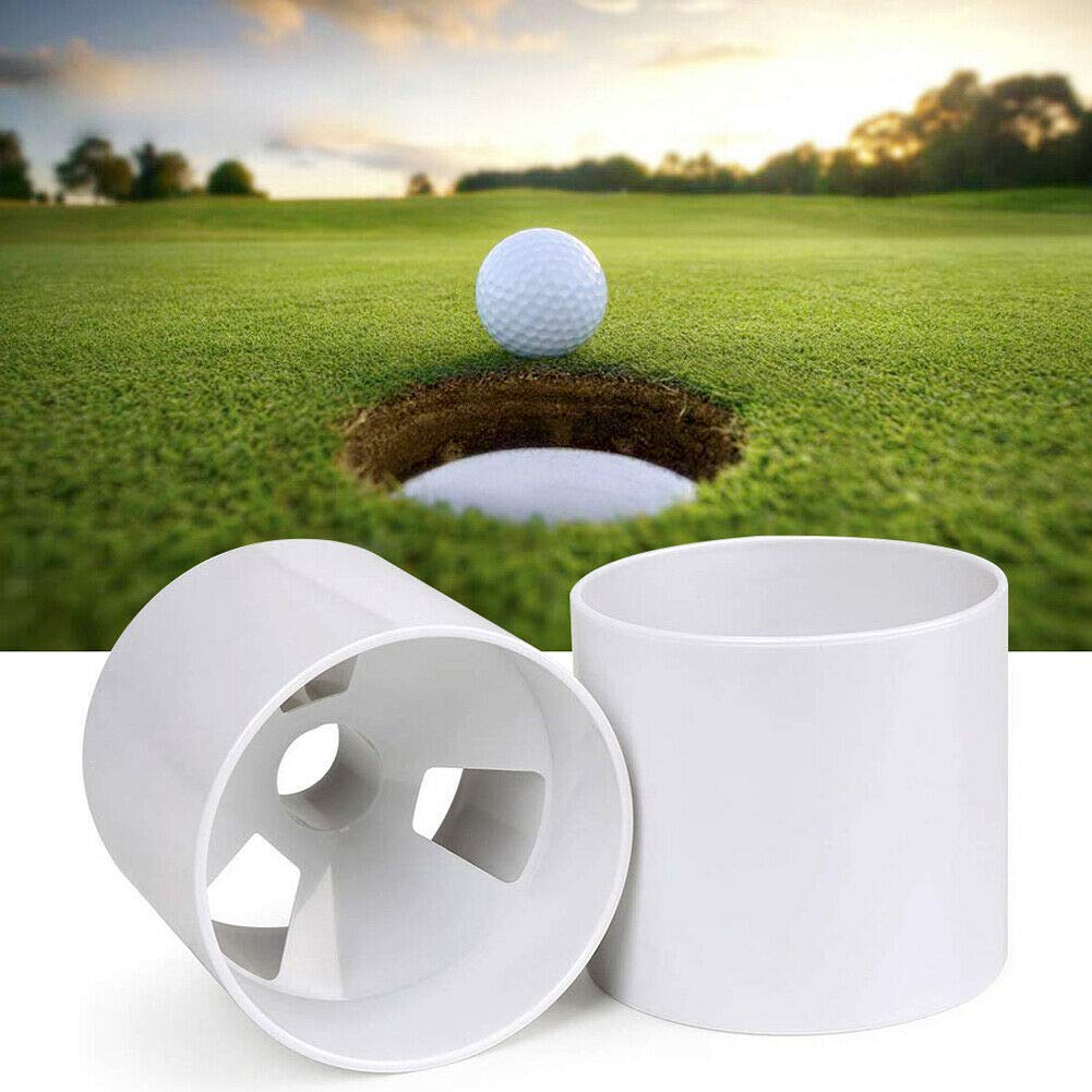 2 pcs Golf Hole Putting Cup for Practice Putting Green | Set of 2 Golf Cups - Conform to USGA Regulations, ABS Ivory White, Dimension 4" Depth, Diameter 4 1/4 inches, 1" Center Hole & 0.12" Thickness