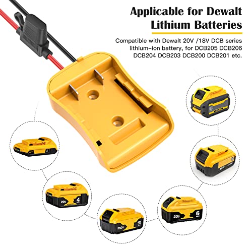 2 Packs Power Wheel Adapter for Dewalt 20V Battery Adapter Power Wheels Battery Converter Kit with Fuses & Wire Terminals, 12AWG Wire, Power Connector for DIY Rc Car Toys, Robotics and Rc Truck