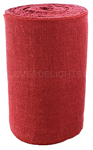 CleverDelights 12" Premium Red Burlap Roll - 50 Yards - No-Fray Finished Edges - Natural Jute Burlap Fabric