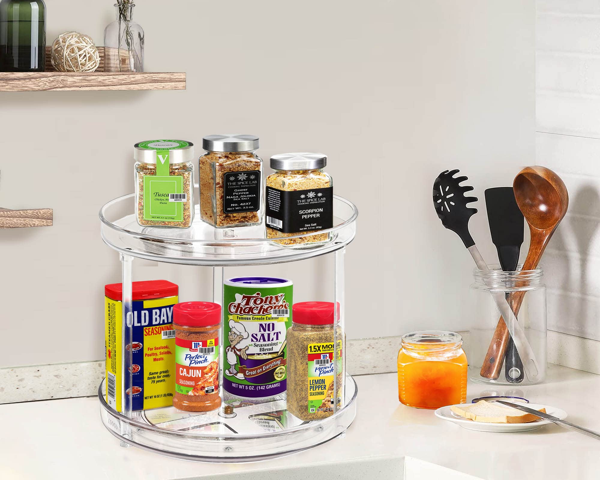 2 Tier Lazy Susan Organizer, Set of 2, 9.25inch and 10.6inch