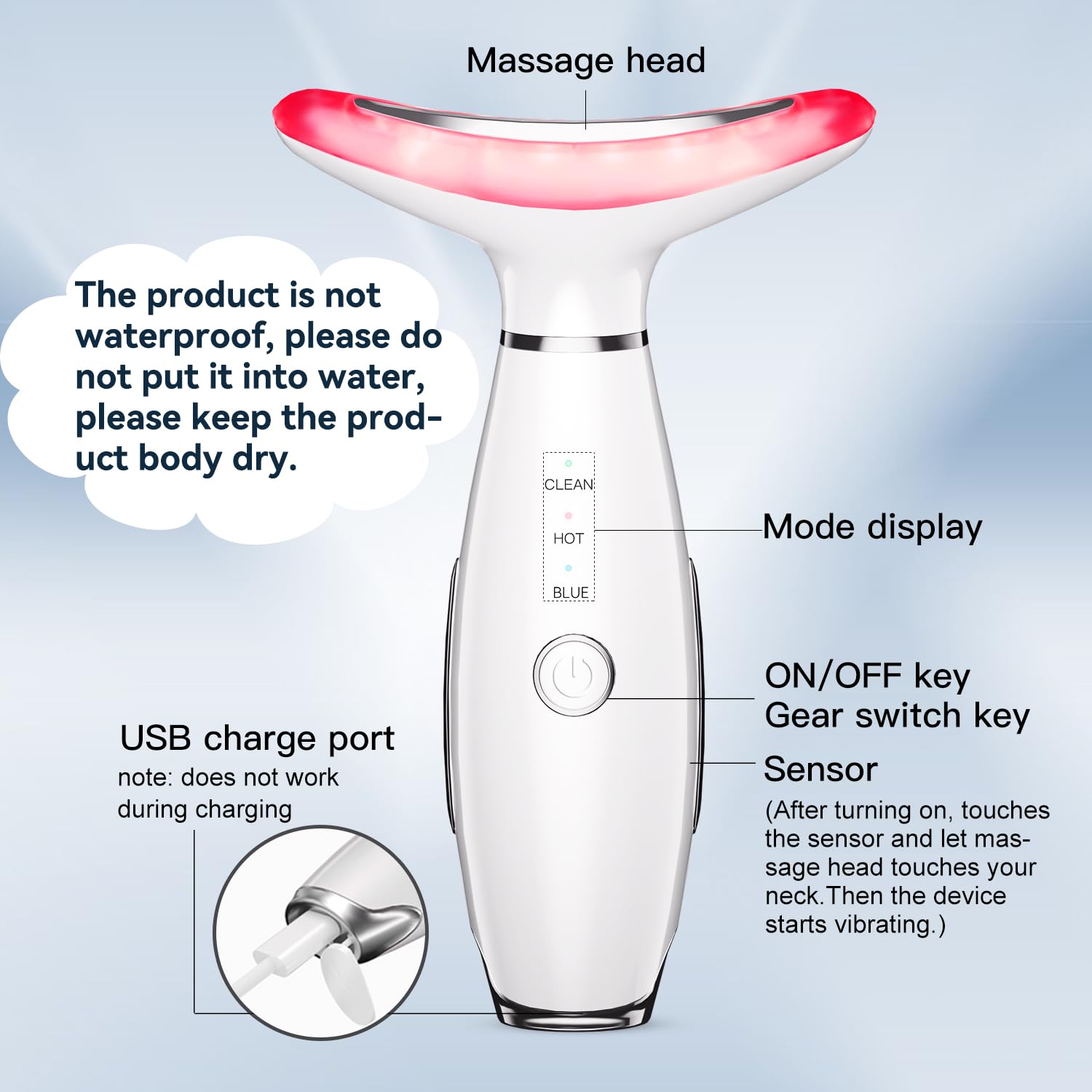 3-in-1 Beauty Massager for Face and Neck, Based on Triple Action LED, Thermal, and Vibration Technologies for Skin Care,Improve,Firm,Tightening and Smooth
