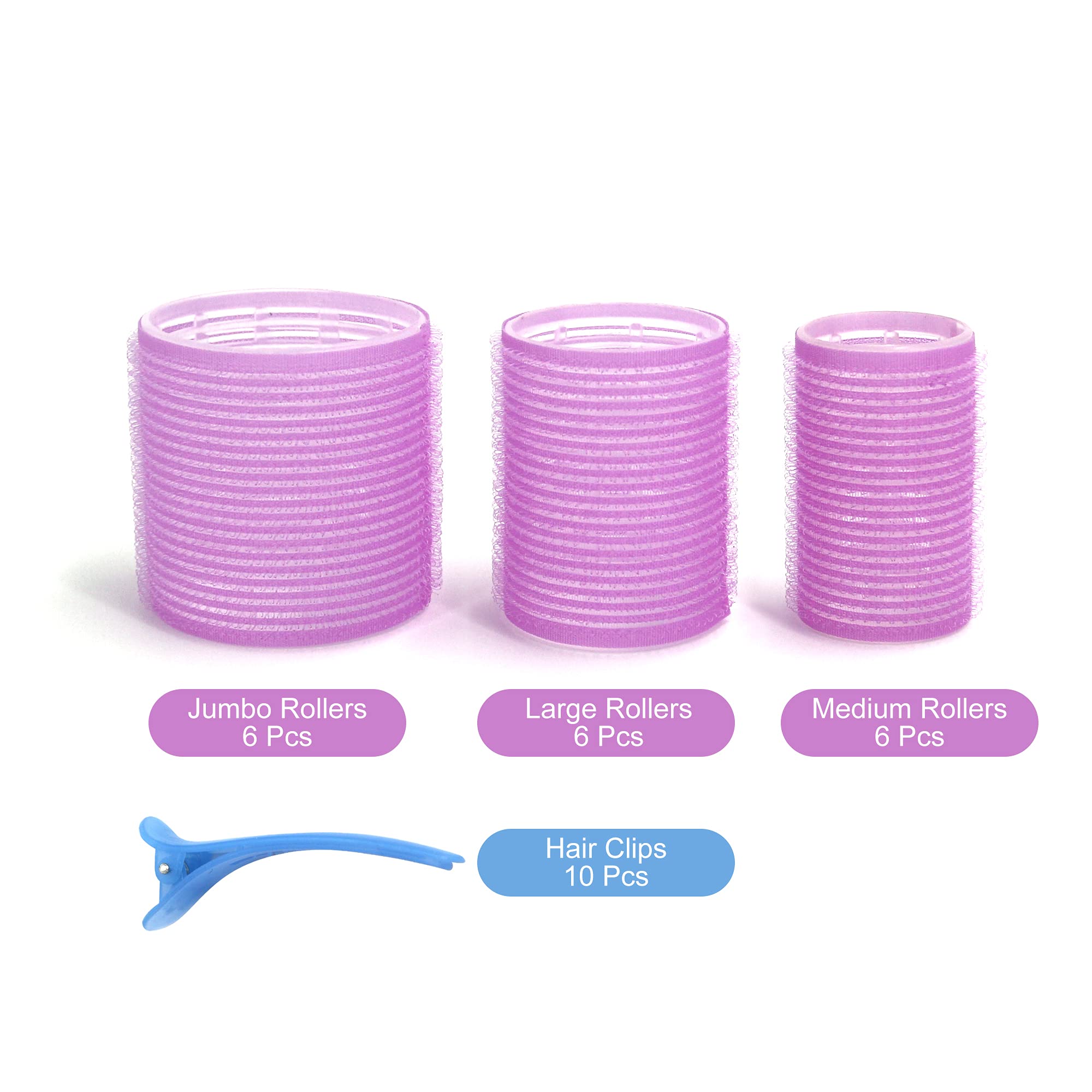 Jumbo Hair Rollers by Larvishe - Self Grip Hair Curlers Set for Long Hairs Including Jumbo, Large and Medium Hair Rollers - Ideal for Salon Dressing, 28 Piece Set