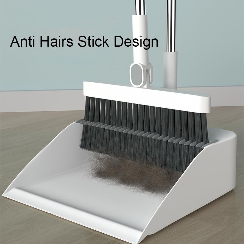 3-in-1 Long-Handled Broom and Dustpan Set - Heavy-Duty Cleaning Combo for Indoor and Outdoor Use