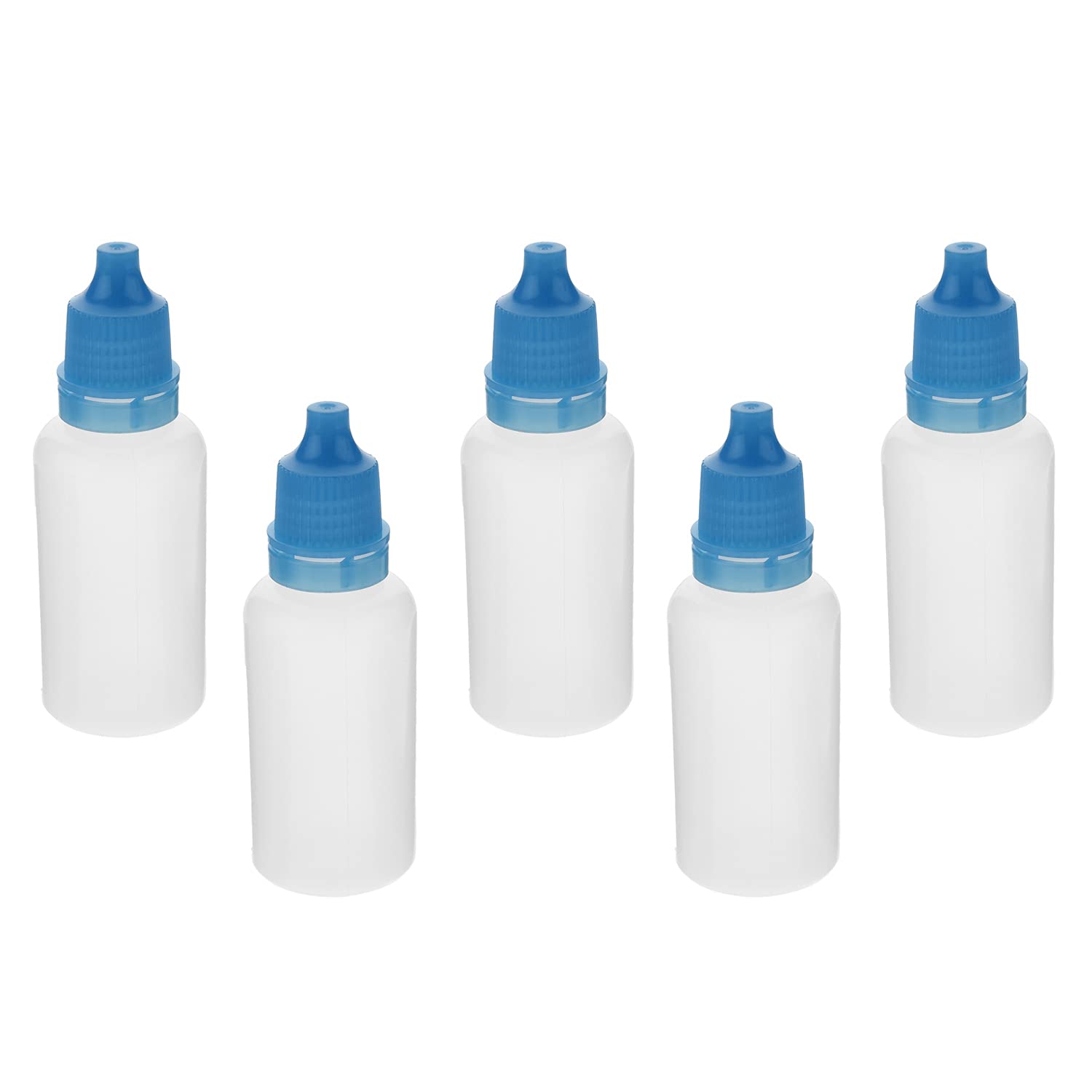 Bettomshin 50Pcs 20ml PE Plastic Squeezable Eye Liquid Dropper Bottles Thin Mouth Lab Reagent Bottle Liquid Sample Seal Sample Storage Translucent Bottle with Blue Cap