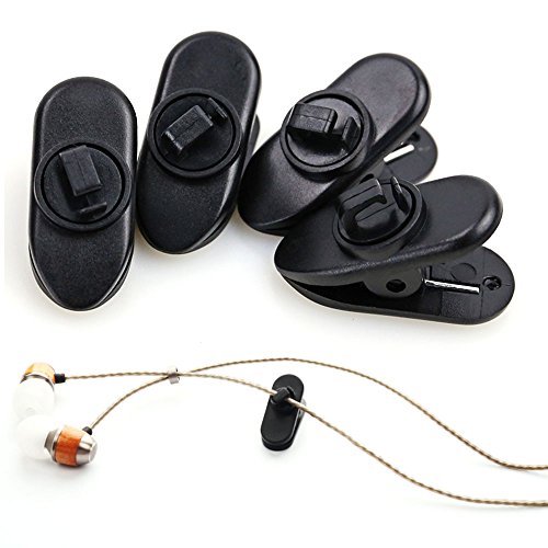 Clips for Earphone Wire,360 Degree Rotate Headphone Mount Cable Clothing Clip, Use for Fixing Headphone Wire,Black & White (20Pcs/Pack)