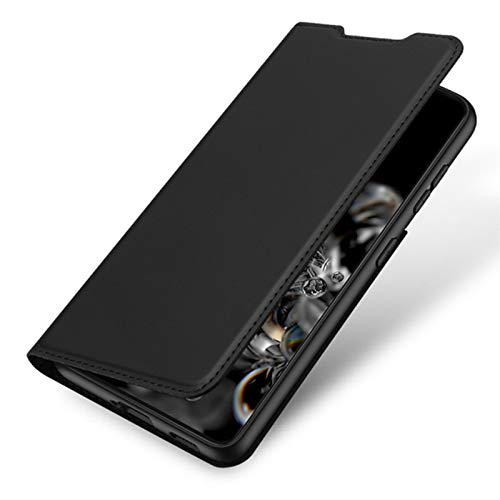Leather Case for Samsung Galaxy S21 6.2 Inch 2021, Contracted PU Slim Shockproof Protective Cover Flip Folio Magnetic Bumper (Black)
