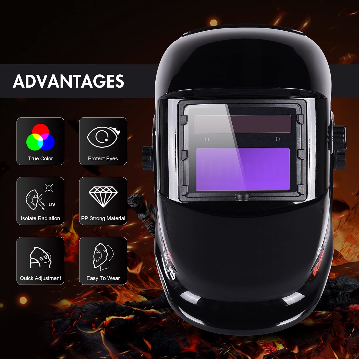Welding Helmet Auto Darkening ANDELI Welding Helmet Solar Powered Area Welding Mask with Top Optical Clarity 1/1/1/2 (Basic Edition)¡¡