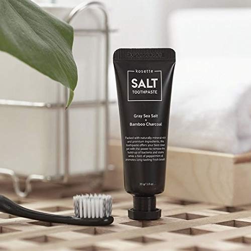 Kosette Salt Toothpaste 100g, Activated Charcoal Toothpaste - Teeth Whitening & Deep Clean with Premium Ingredients - Gray Sea Salt, Bamboo Charcoal, Fresh Peppermint | No Black Residue | Vegan