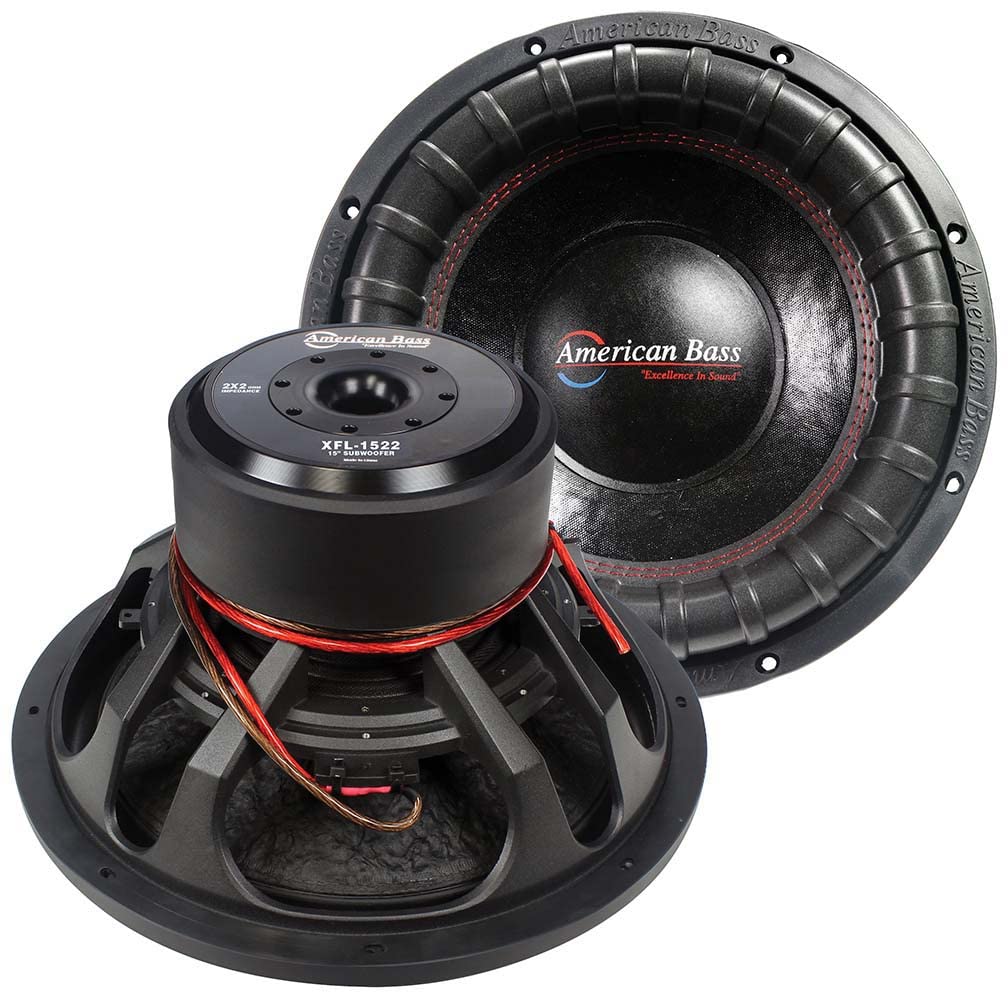 American Bass XFL-1522 15" Inch Subwoofer, 1500 Watts RMS/3000 Watts Max Power, 1.4″ Inch Wide 3-Layer Foam Surround, Dual 2 Ohm Voice Coils with 200 Oz. Total–Double Stacked High-Enery Magnets