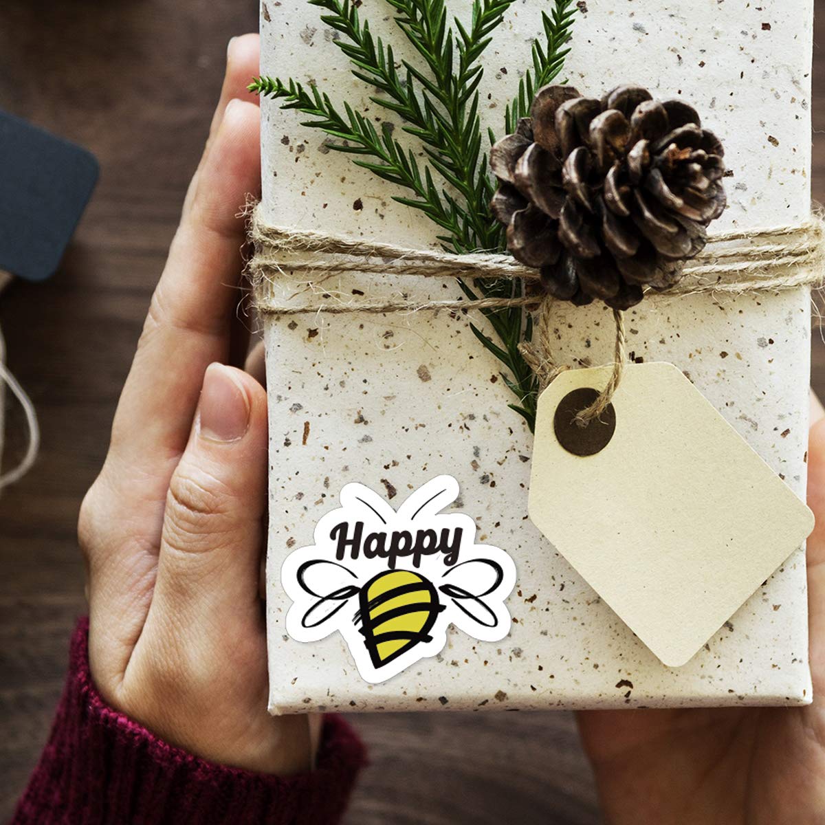 muminglong Muminglong 1.5 Inch Happy Bee Sticker,Thank You Sticker,Small Shop Sticker, Small Business, Handmade Sticker,Packaging Sticker, Baby Shower Sticker,500 PCS