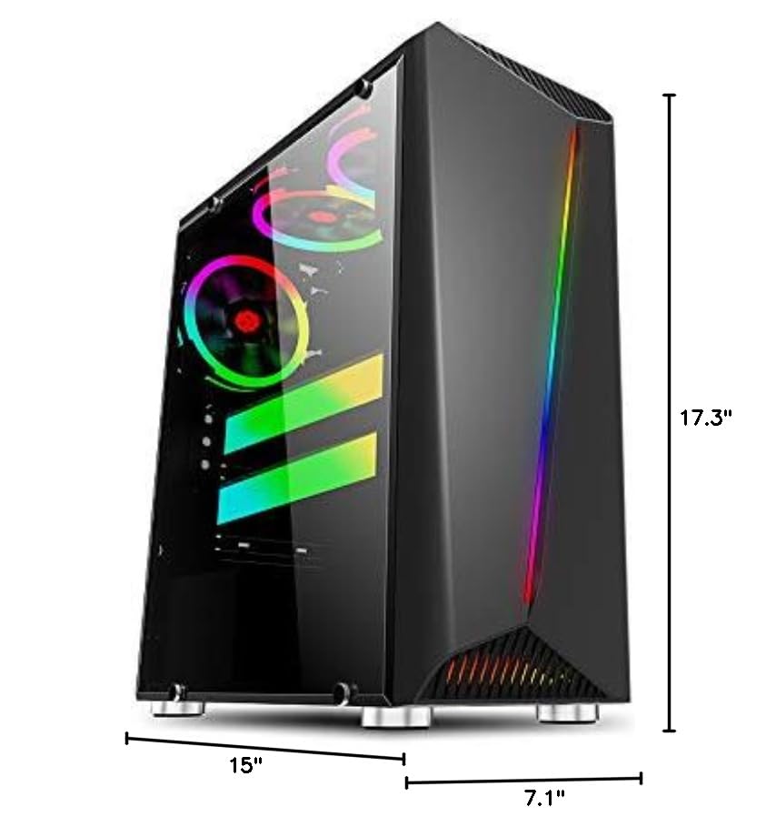 Bgears b-Vigor RGB Mid Tower with Front RGB Light and Side Tempered Glass (Fan Sold Separately))