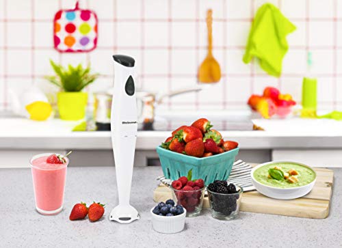 Americana Collection Elite EHB-2425X# Electric Immersion Hand Blender, Mixer, Chopper, 1-Touch Control Soups, Sauces, Baby Food, Removable Blending Stick, 150 Watts, White