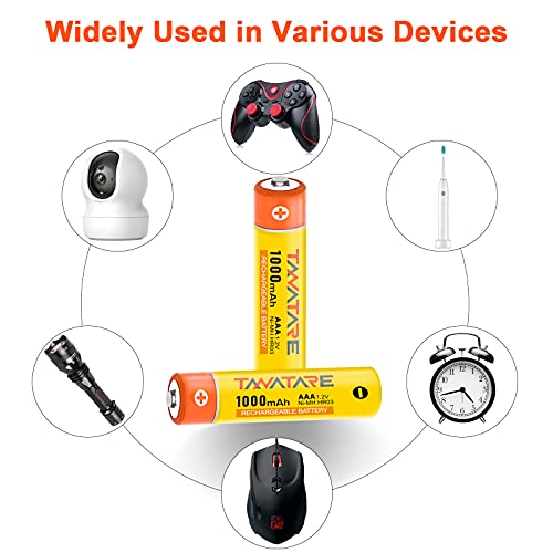 Tanatare Rechargeable AAA Batteries (4 Count) 1000mAh NiMH AAA Recharegeable Batteries, High Capacity, Pre-charege