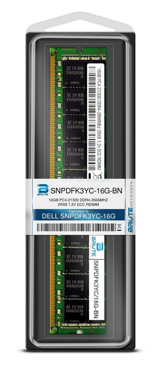 Brute Networks SNPDFK3YC/16G-BN - 16GB DDR4-2666Mhz 2RX8 ECC Registered RDIMM (Compatible with OEM PN# SNPDFK3YC/16G)