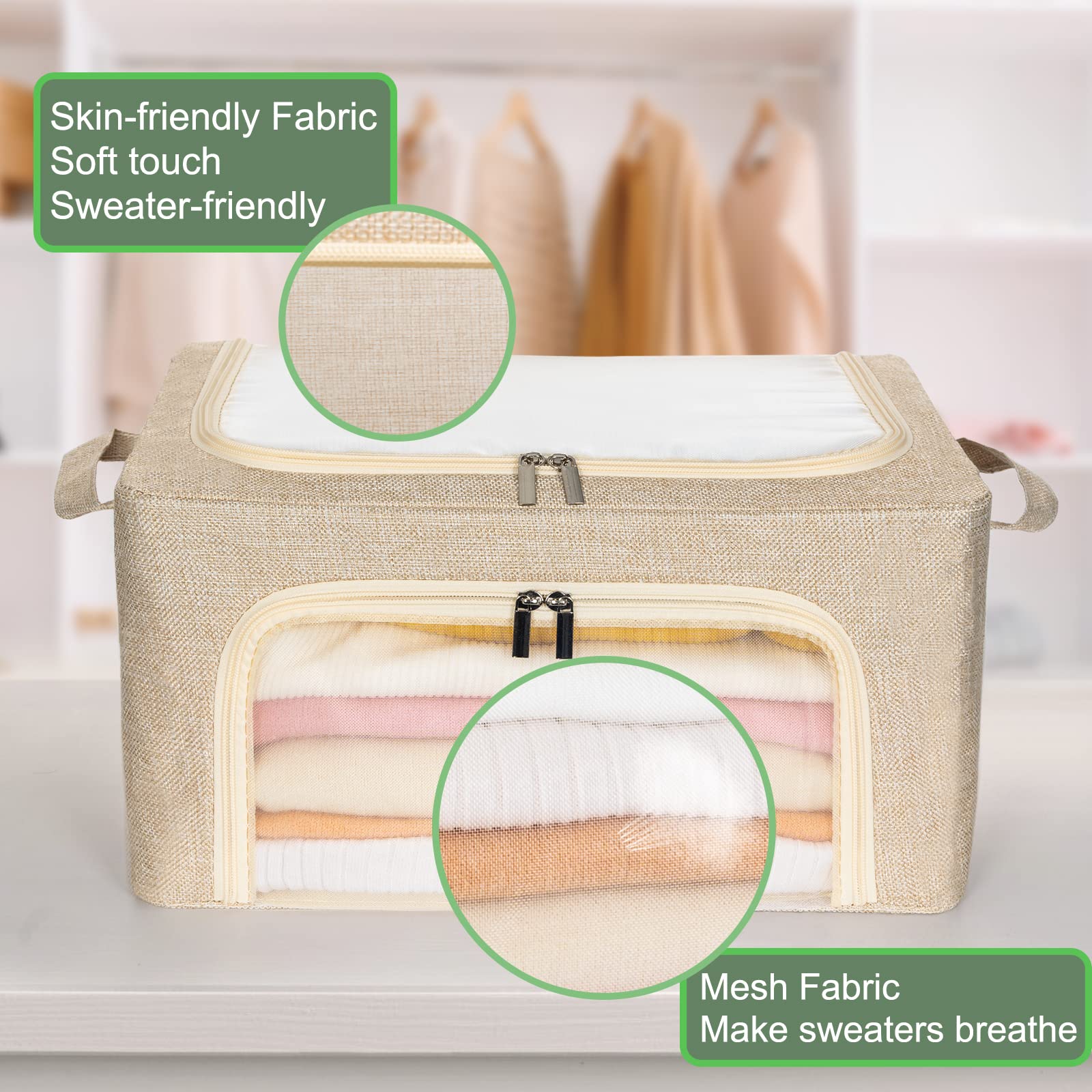 22L Cashmere Sweater Storage Bag with Natural Cedar Ball, Breathable Cashmere Protection Pouch Friendly For Woolen Cashmere Sweaters Storage For Closet Shelf