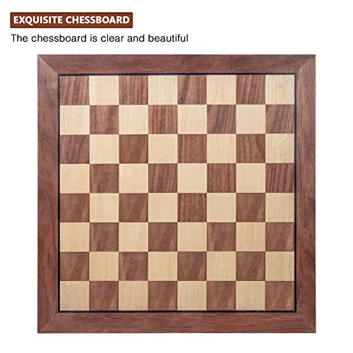 AMEROUS 15 inches Wooden Chess Board Only, Professional Staunton Tournament Chessboard No Pieces with Gift Package - Chess Rules, Portable Chess Board for Beginners, Kids, Adults