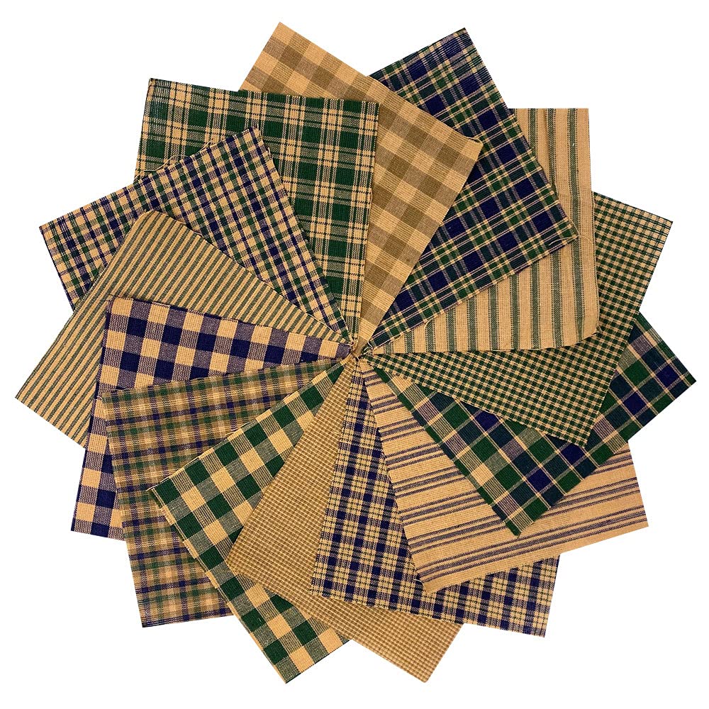40 Cozy Charm Pack, 6 inch Precut Cotton Homespun Fabric Squares by JCS