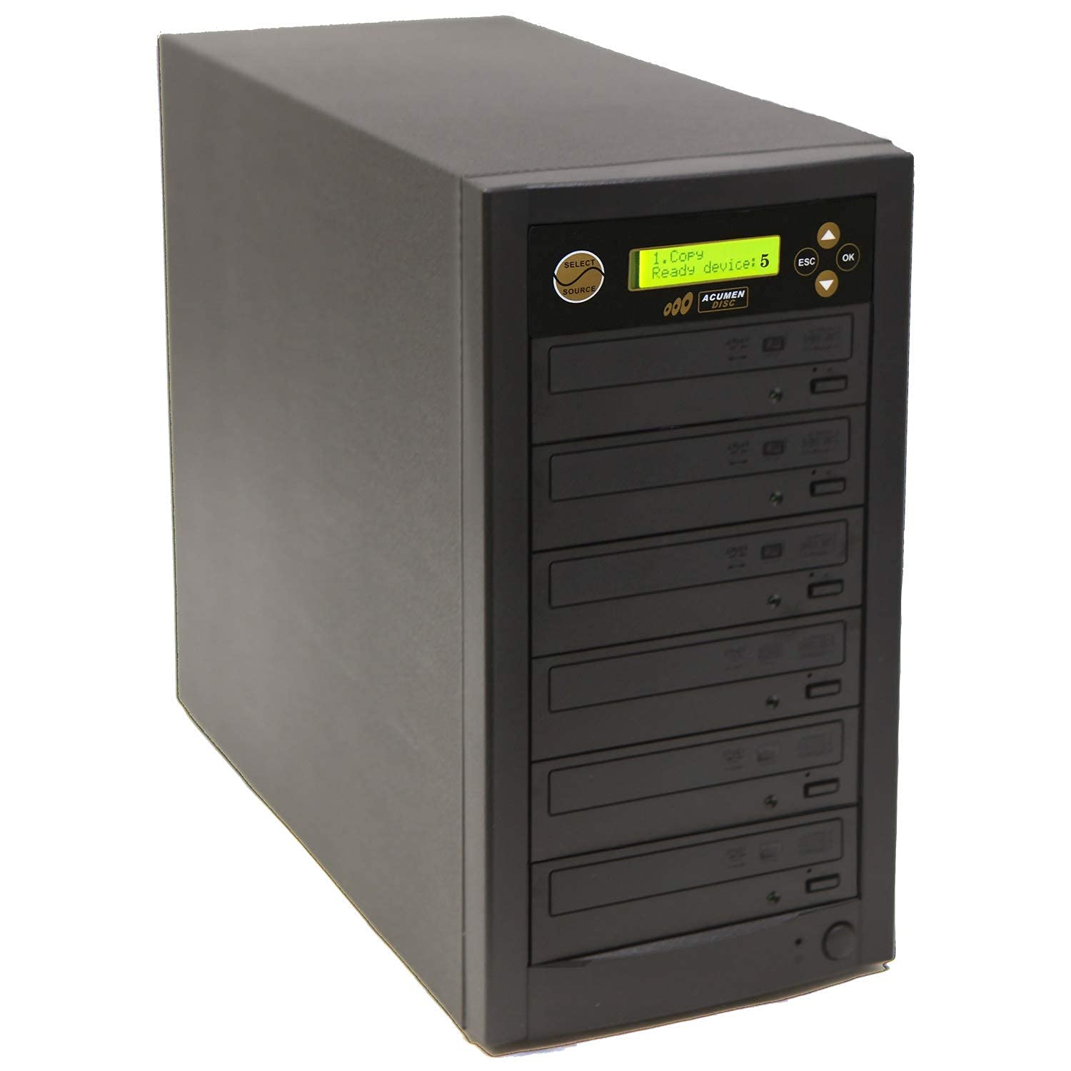 Acumen Disc 1 to 5 DVD CD Duplicator - Multiple Discs Copier Tower Machine with 24x Writers Burners Drives (Standalone Audio Video Copy Duplication Device Unit)