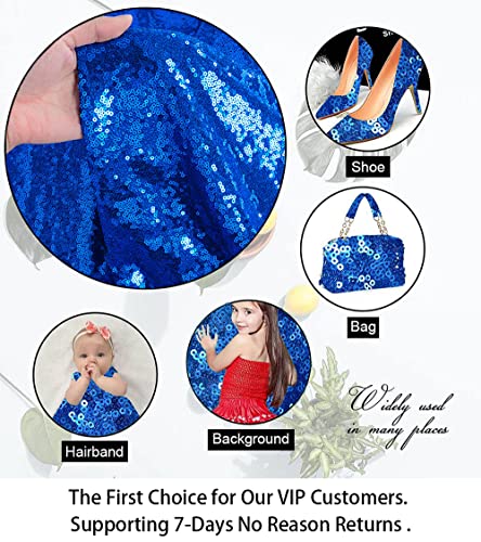 Fabric by The Yard 1 Yard Royal Blue Sequin Fabric Glitter Embroidery Fabric by The Yard Material for DIY Sewing Curtain Backdrop Tablecloth Table Linen Runner Clothes (Royal Blue)