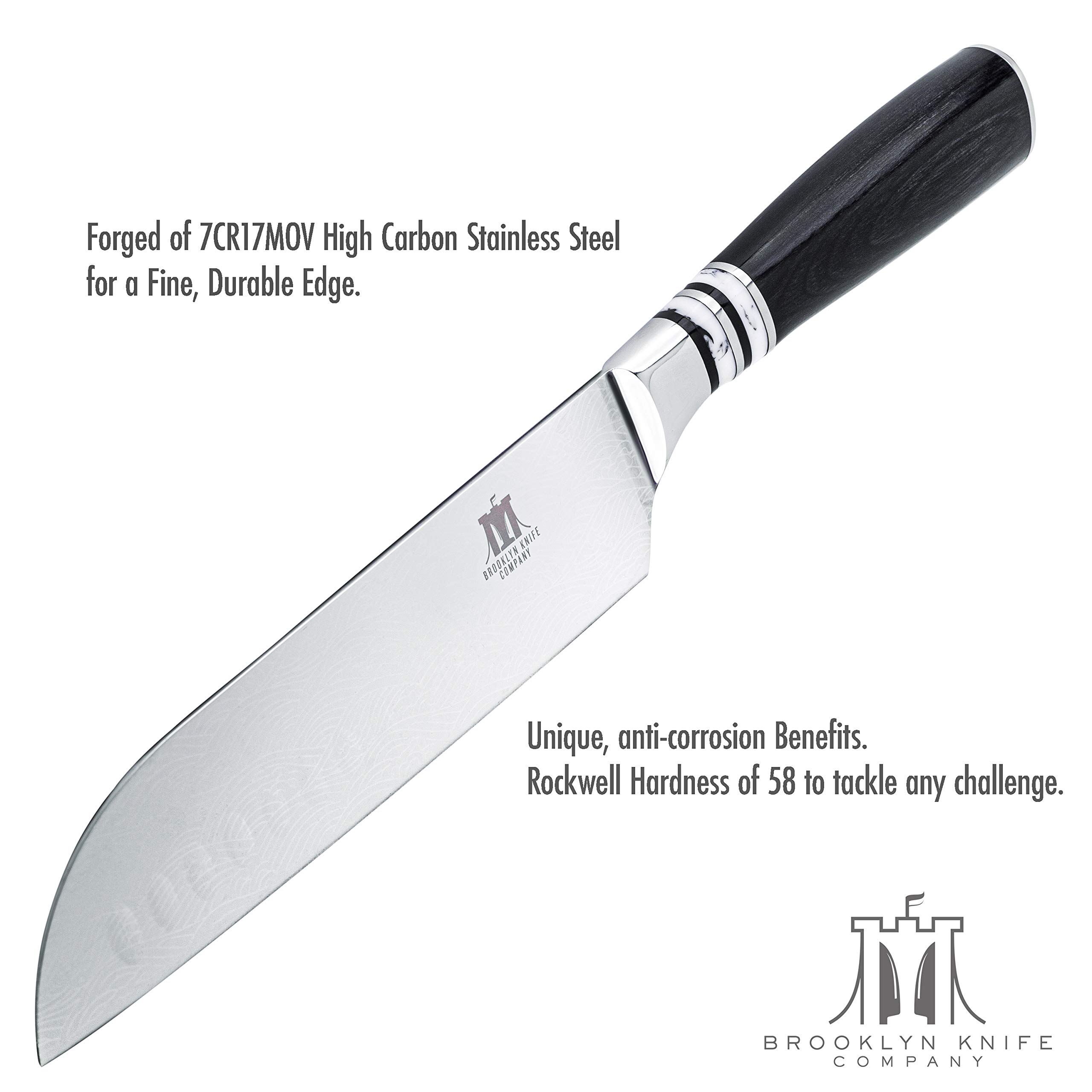 Brooklyn Knife Co. 4 Piece Set - Japanese Seigaiha Series - Etched HC Steel 8-7-7-3.5-Inch