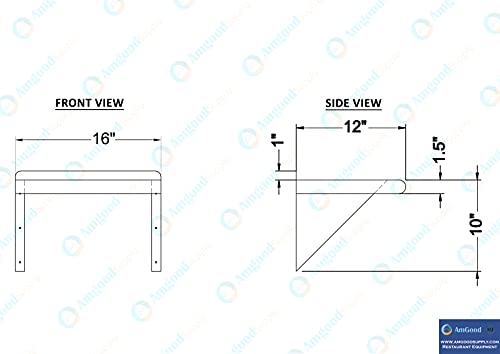 AmGood 12" X 16" Stainless Steel Wall Shelf | Metal Shelving | Garage, Laundry, Storage, Utility Room | Restaurant, Commercial Kitchen | NSF