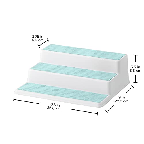 Copco Non-Skid 3-Tier Spice Pantry Kitchen Cabinet Organizer, 10-Inch, White/Aqua