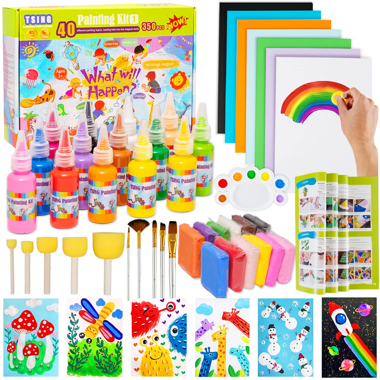 Arts and Crafts for Kids - 40 Creative Painting Arts 350+pcs Painting Kits Ages 5-10 Year Old Girls & Boys - Art Supplies Set - Gift Ideas for Drawing Beginners Activity Toys