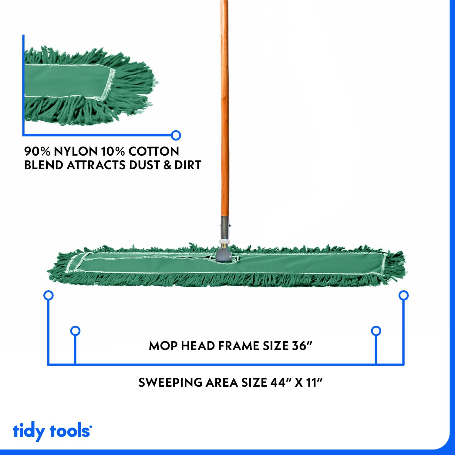 36 Inch Green Dust Mop with Wood Handle and 36 Inch Dust Mop Refill Bundle - 1 Mop Set and 4 Refills