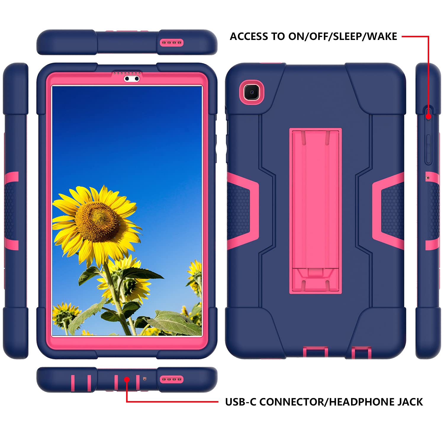 Meifei Case for Samsung Galaxy Tab A7 Lite 8.7" 2021, Heavy Duty Hard PC Soft Silicone Shockproof Rugged High Impact Protective Kickstand Case for Galaxy Tab A7 Lite 8.7 inch (SM-T220 SM-T225)
