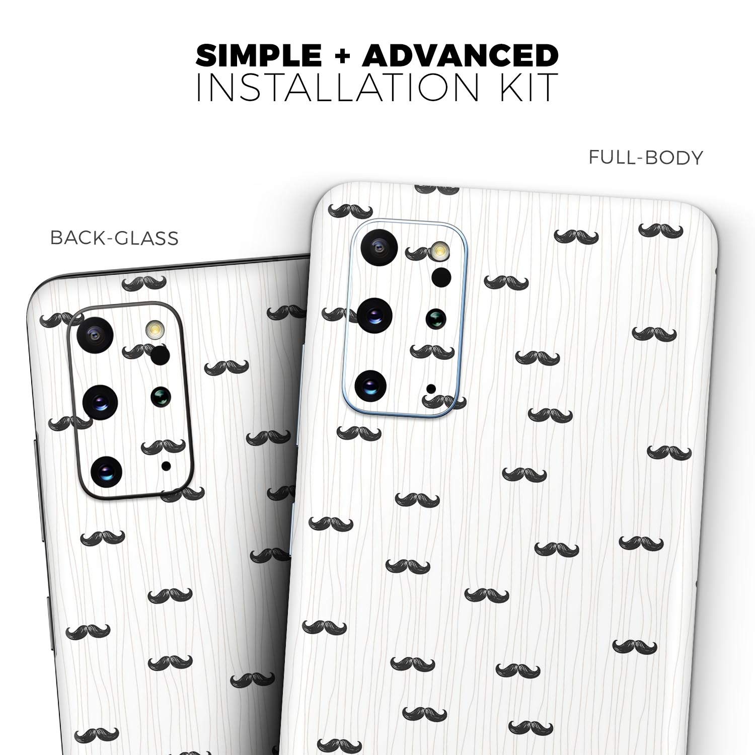 DesignSkinz The Micro Mustache Pattern Protective Vinyl Decal Wrap Skin Cover Compatible with The Samsung Galaxy S20 (Screen Trim & Back Glass Skin)