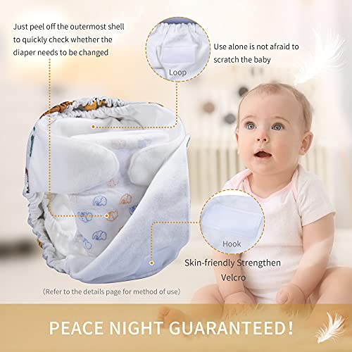 BIG ELEPHANT Baby Cloth Diaper Cover - 4 Pocket Diaper Case with 4 Color Changing Inserts Adjustable Reusable 18-36 Month