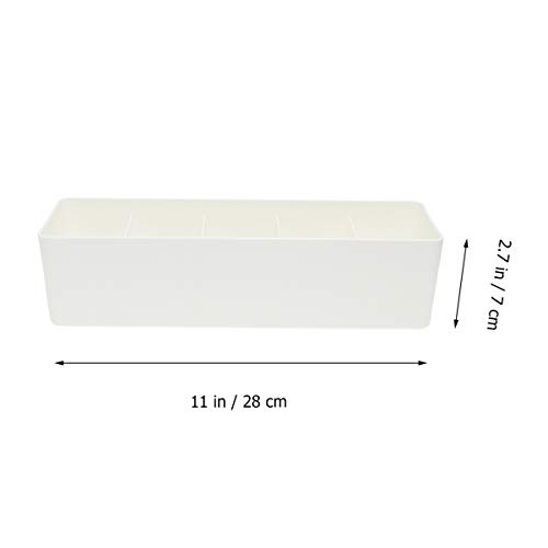 HEALLILY 1Pc 5 Grids White Plastic Storage Box Uncluttered Designs Dividers for Underwear Plastic Underwear Storage Box Accessory of Plastic Underwear Organizer Sets for Home Travel Trip