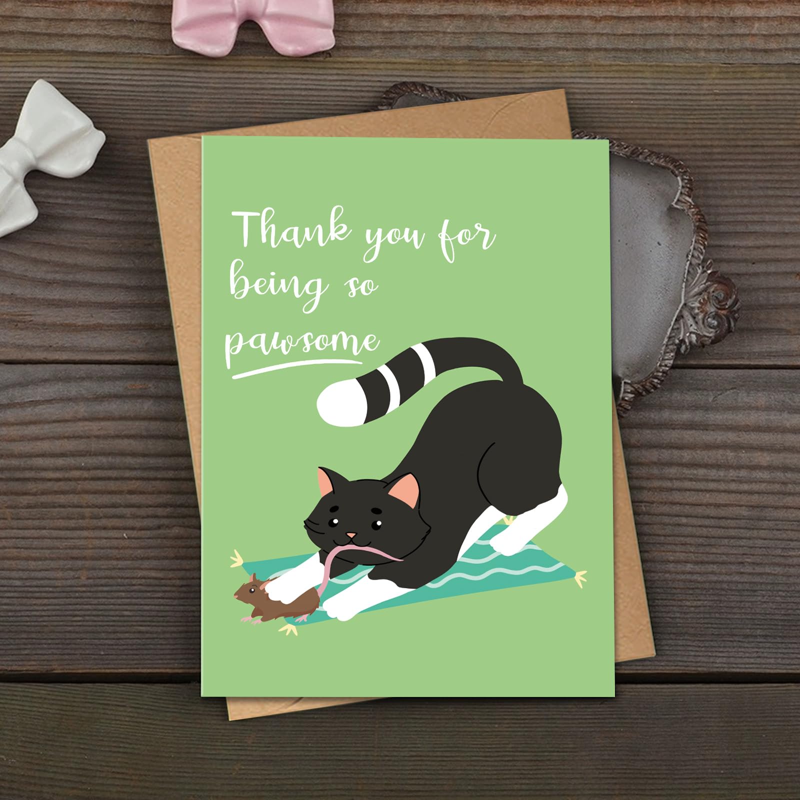 24 Funny Cats Thank You Cards With Envelopes & Stickers, Assorted Cats Pun Appreciation Cards for Kids Business Employee, Cute Cat Bulk Note Cards Stationery Box Set