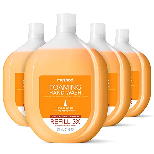 Method Foaming Hand Soap Refill, Orange Ginger, Recyclable Bottle, Biodegradable Formula, 28 fl oz (Pack of 4)