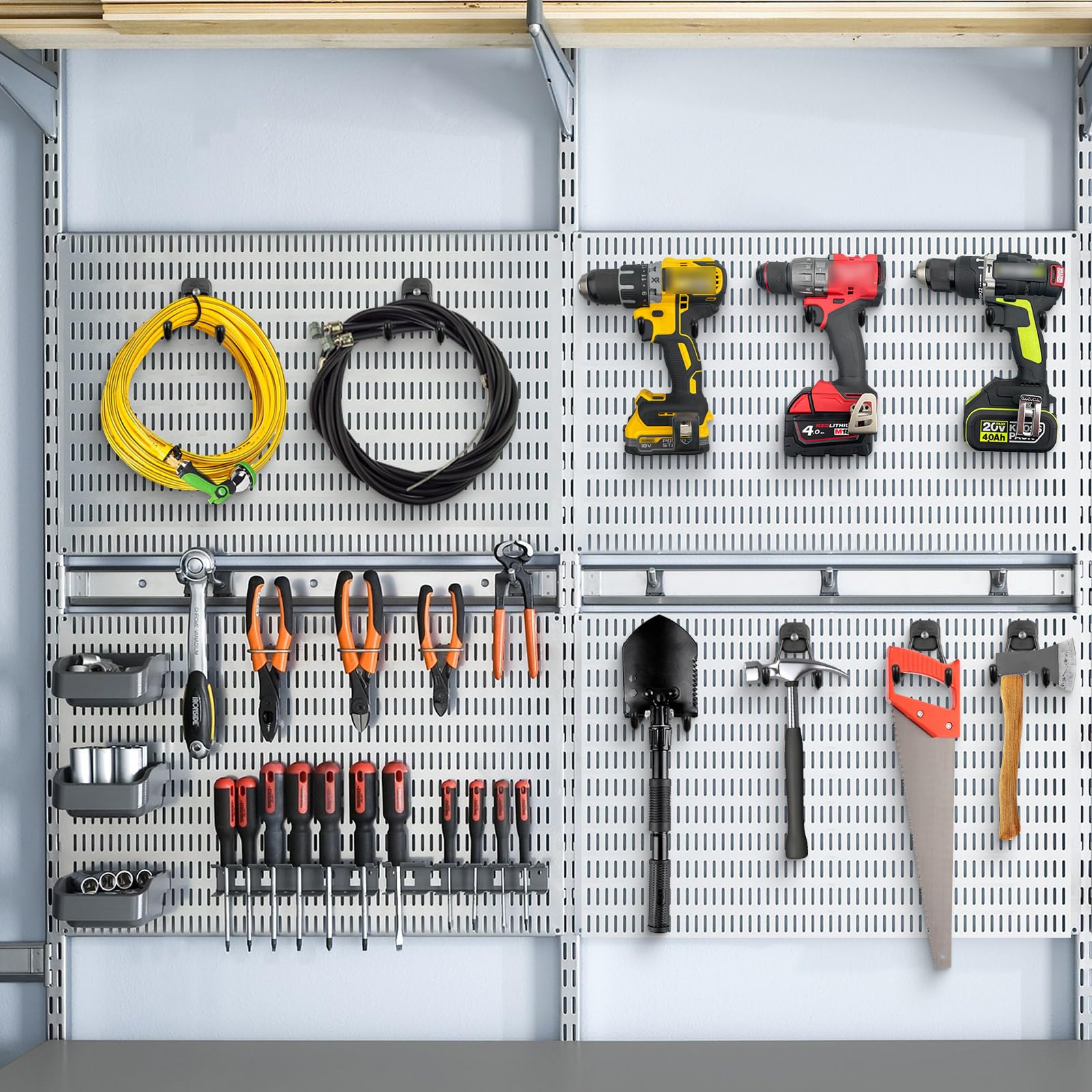 2 Pcs Large Heavy Duty Magnetic Hooks with Double Prong, Universal Fit Indoor Outdoor Strong Magnet Organizer Hangers with Rubber Coating Garage Cruise RV Workshop for Heavy Objects and Utility Tools