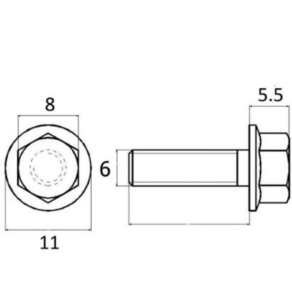 menolana M6x10-65mm Hex Head Flange Screws Flange Head 1.0 Mm Thread Pitch - M6 x 25