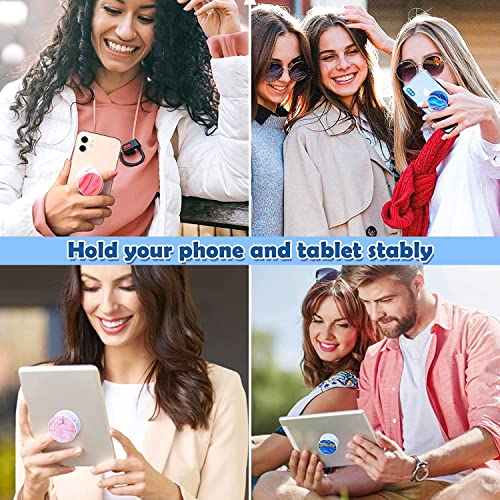 6 Packs Phone Grip Holder for Phones and Tablets, Flowing Marble Texture Multi-Function Collapsible Phone Finger Holder, Compatible with iPhone Samsung Galaxy All Smartphone - Pink Marble Blue Marble