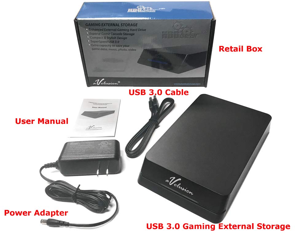 Avolusion HDDGear Pro 8TB (8000GB) 7200RPM 64MB Cache USB 3.0 External Gaming Hard Drive (Designed for PS4 Pro, Slim, Original) (Renewed)
