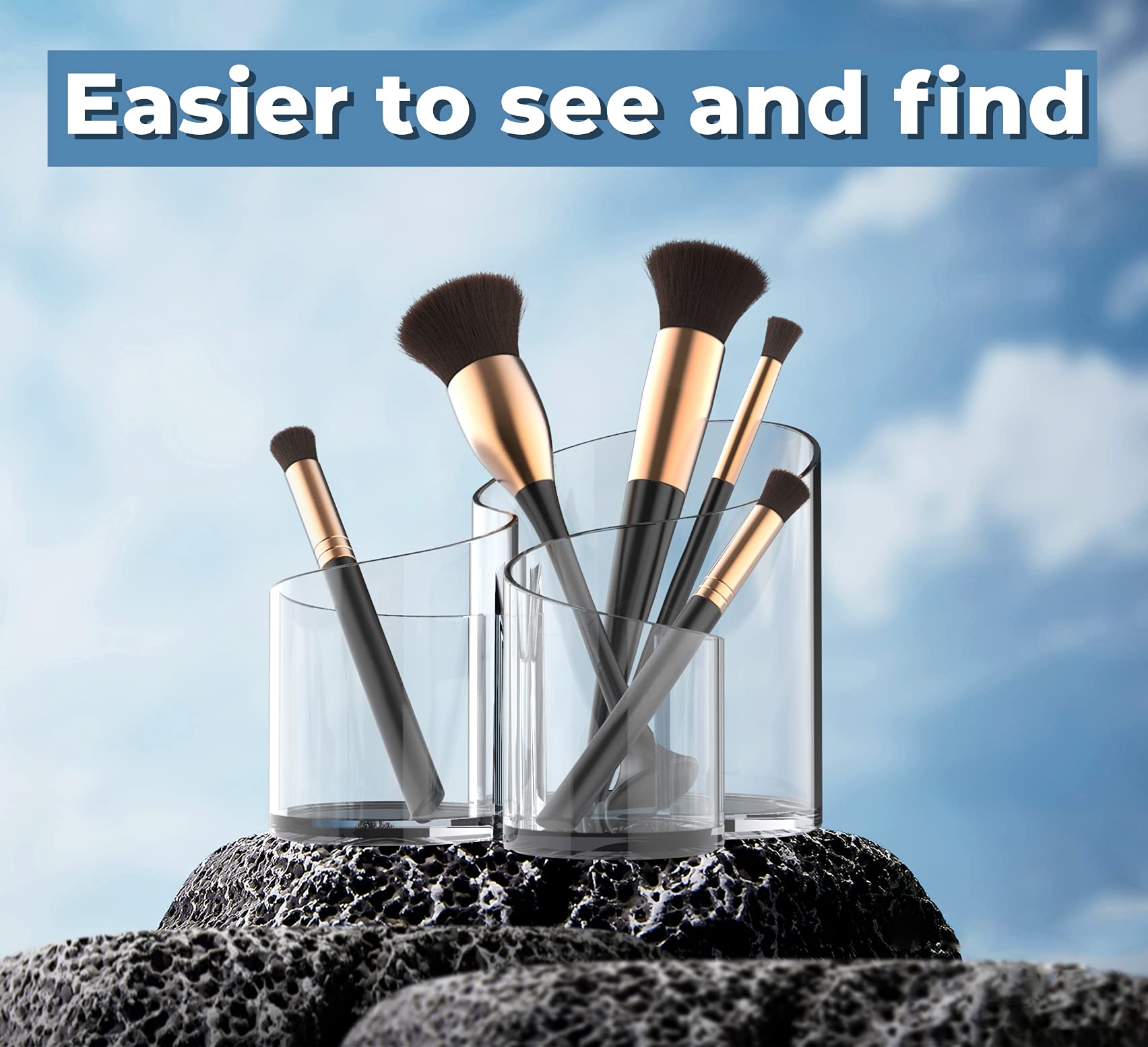 BS-MALL Makeup Brush Organizer for Countertop Display Container Cosmetics Brushes Desk Stand Different Size Brushes